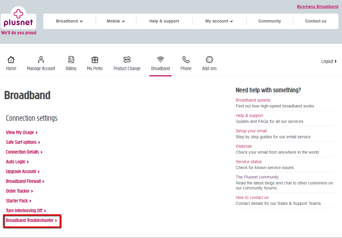 Broadband troubleshooter not working - Plusnet Community