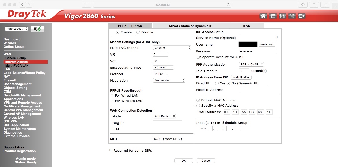 Fixed: Draytek 2860n settings help! - Plusnet Community