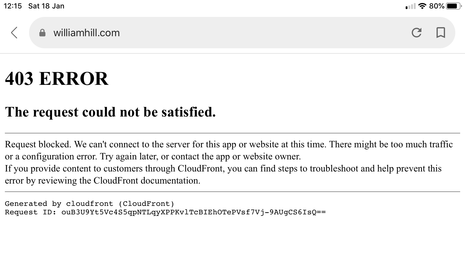 Unable to access William Hill - Plusnet Community