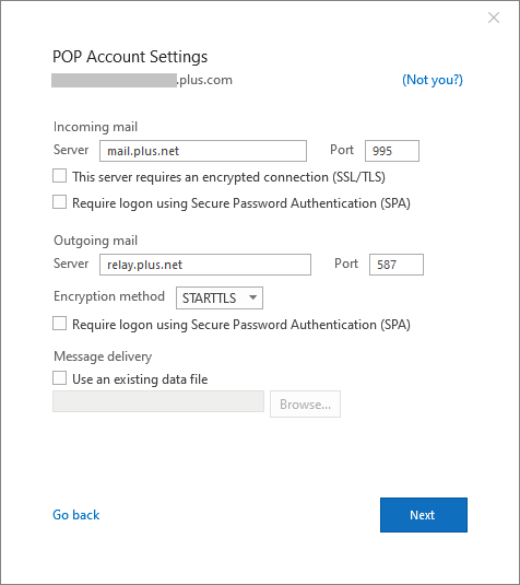 Fixed: Setting up POP email on Outlook 365 - Plusnet Community