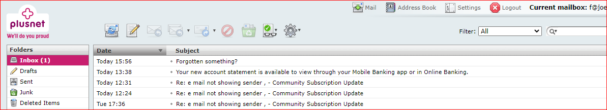 Fixed: e mail not showing sender , - Plusnet Community