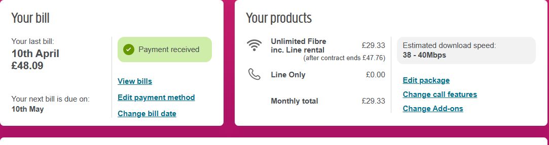 Renewed to Fibre but not seeing any change on acco... - Plusnet Community