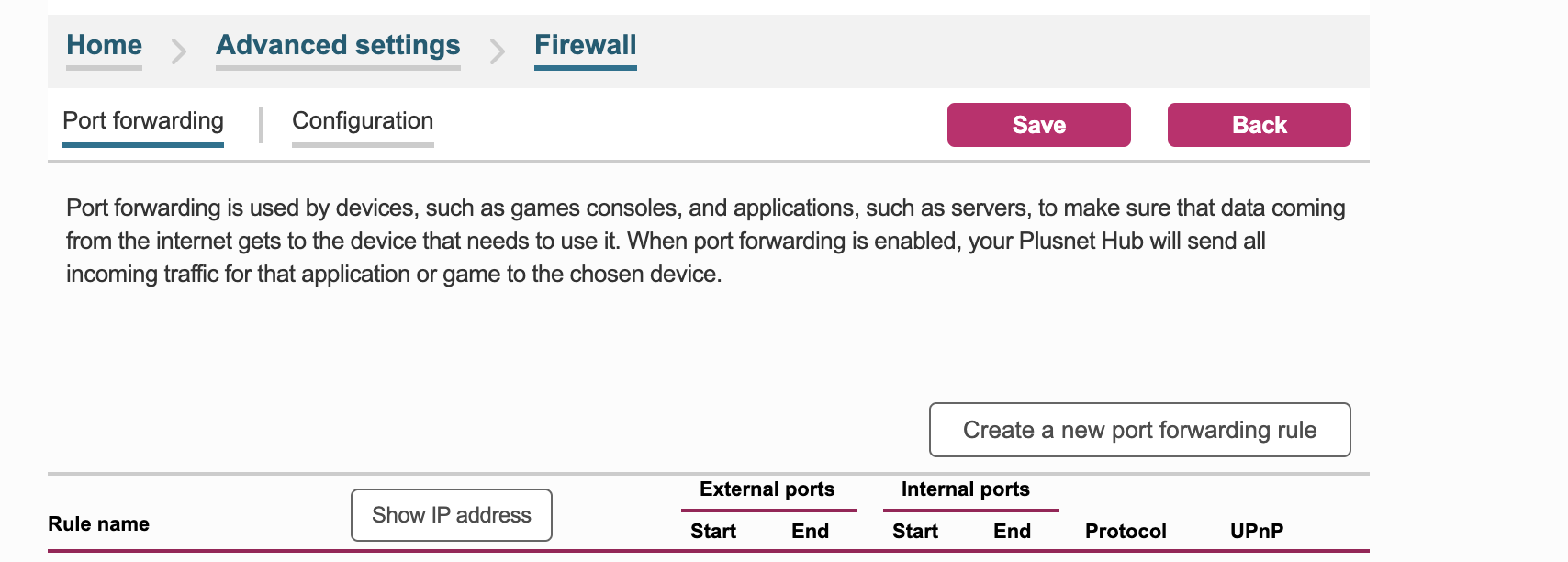 Port Forwarding Gaming and Sharing Help - Plusnet Community
