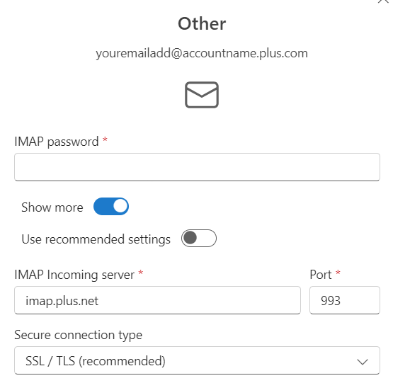 IMAP password needed for new Outlook - Plusnet Community