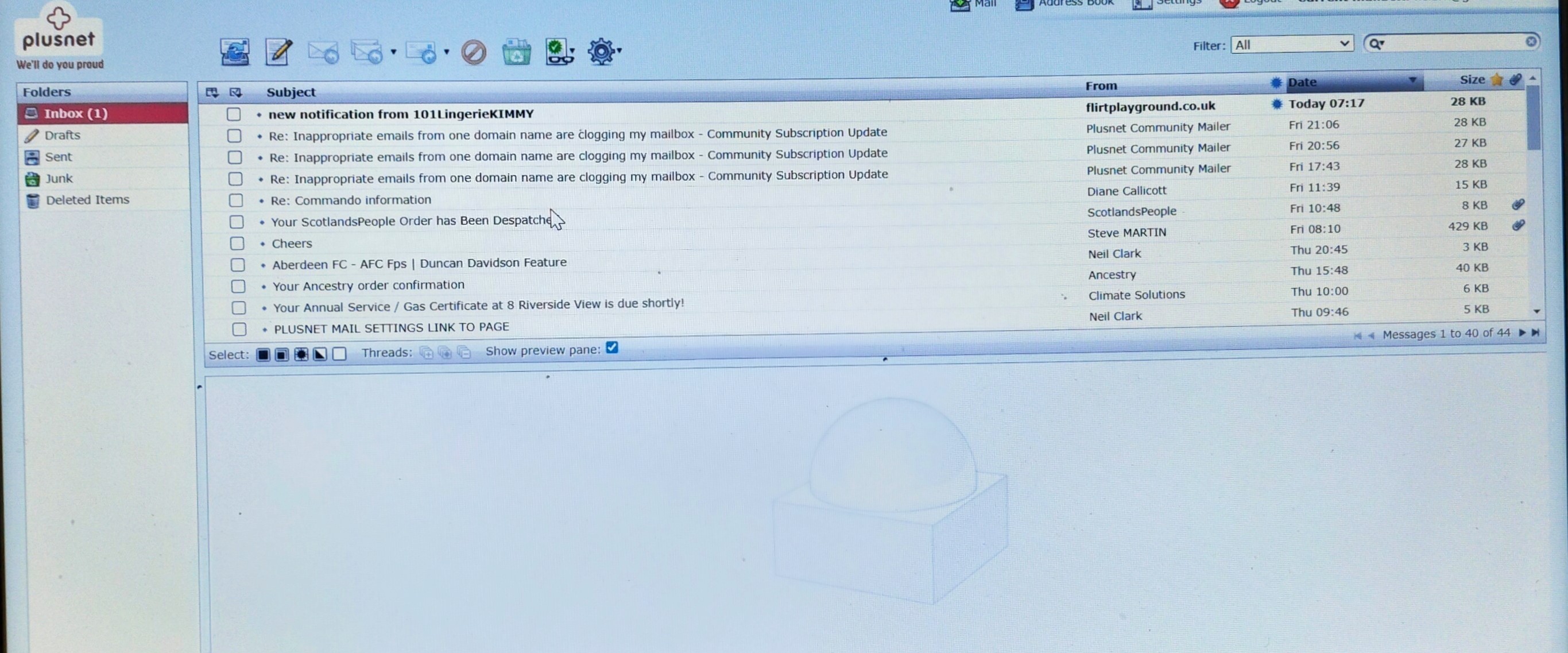 Fixed: Inappropriate emails from one domain name are clog... - Page 2 - Plusnet Community