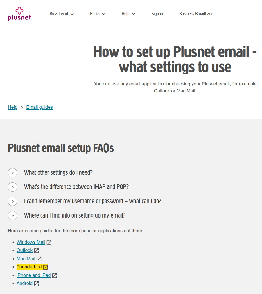 Plusnet help email FAQ, broken URL - Plusnet Community